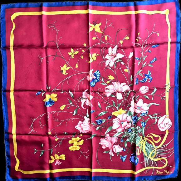 Nina Ricci | Accessories | Nina Ricci Floral Silk Scarf | Poshmark